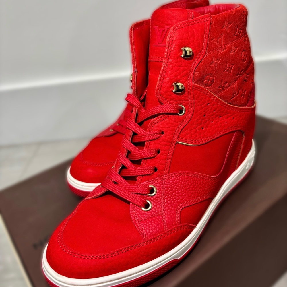 Louis Vuitton Red High-Top Sneakers - Gem